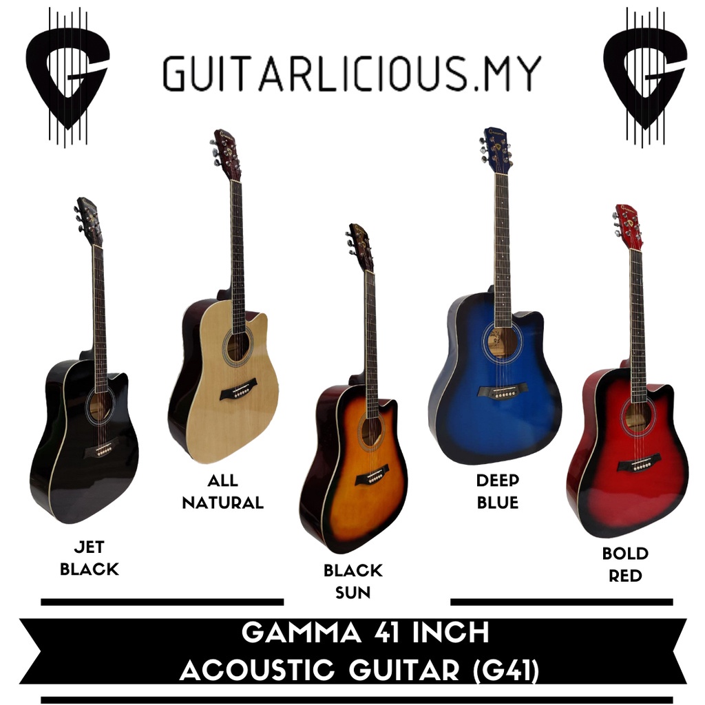 GAMMA Series 41 inch Acoustic Guitar (FT-G41) (EBGDAE) Free bag, pick ...
