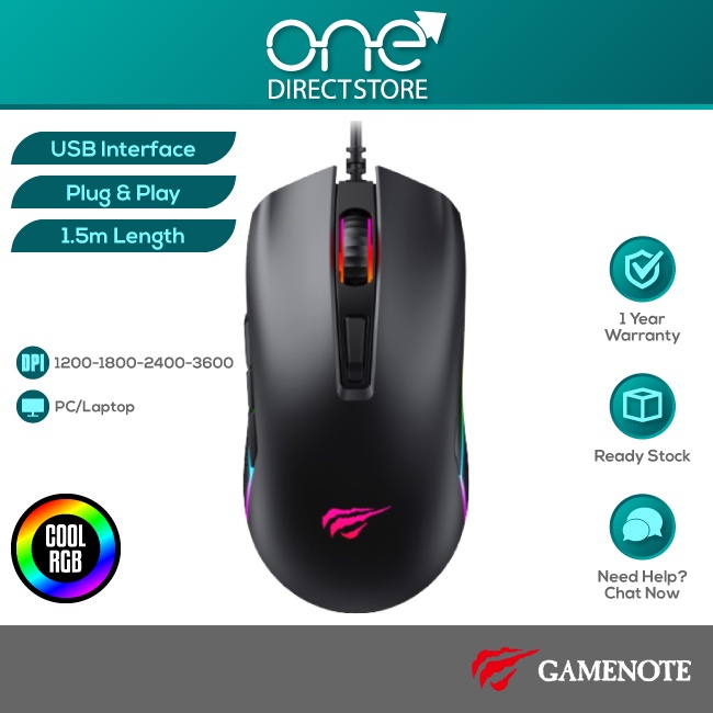 GAMENOTE MS1010 3600DPI RGB Backlit Programmable Gaming Mouse | Shopee Malaysia