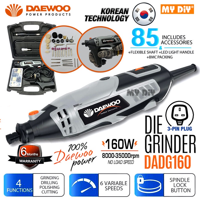 MYDIYHOMEDEPOT - DAEWOO 85pcs Mini Die Grinder Drill 160w Electric Mini ...