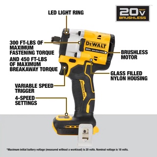 DeWALT DCF921 20v 1/2" Impact Wrench Cordless Brushless (Tool-Only ...
