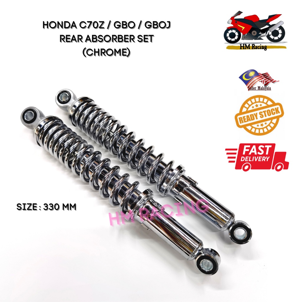 HONDA C70 / C70Z / GBO / GBOJ - 330MM REAR ABSORBER SET CHROME REAR ...
