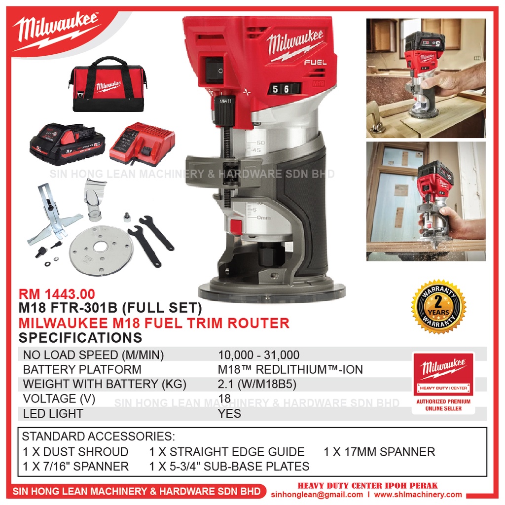 MILWAUKEE M18 FTR-301B (FULL SET) M18 FUEL Trim Router | Shopee Malaysia