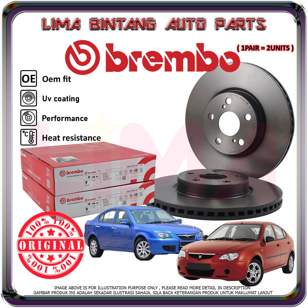 Proton Gen2 , Persona Old Front / Rear Brake Disc Rotor 1Pair Brembo ...