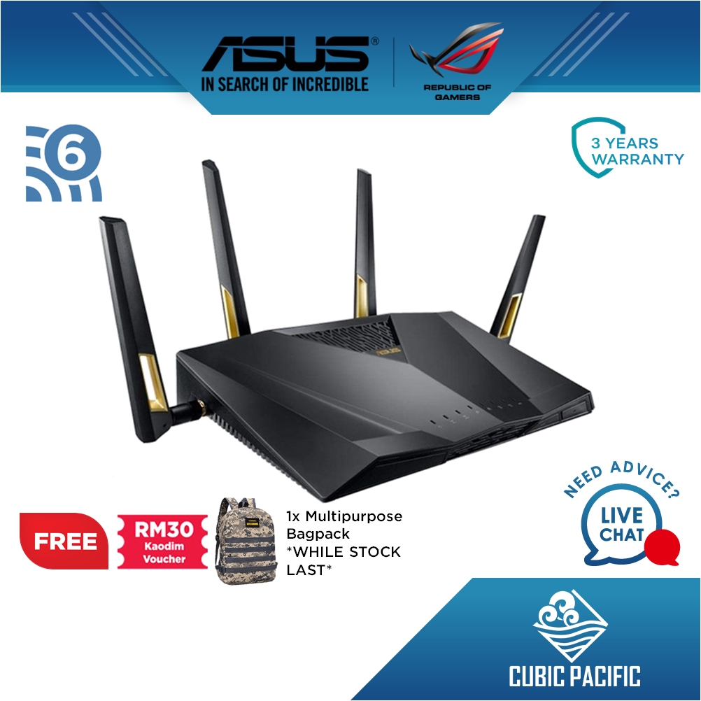 Asus rt-ax88u wifi 6 router wireless triband ax6000 for unifi maxis ...