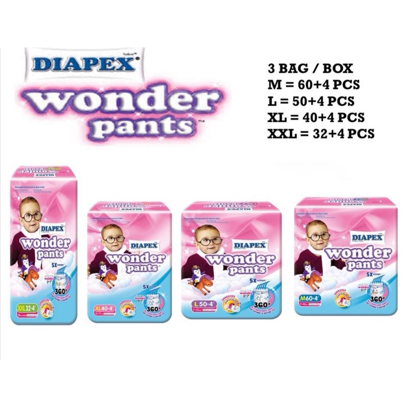DIAPEX Wonder Pants M60/L50/XL44/XXL32+4 (1 pack) | Shopee Malaysia