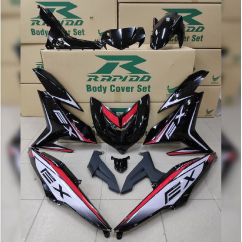 [READY STOCK] RAPIDO COVER SET Y15ZR V1/V2 EXCITER RC-150 (38) BLACK (STICKER TANAM/AIRBRUSH ...