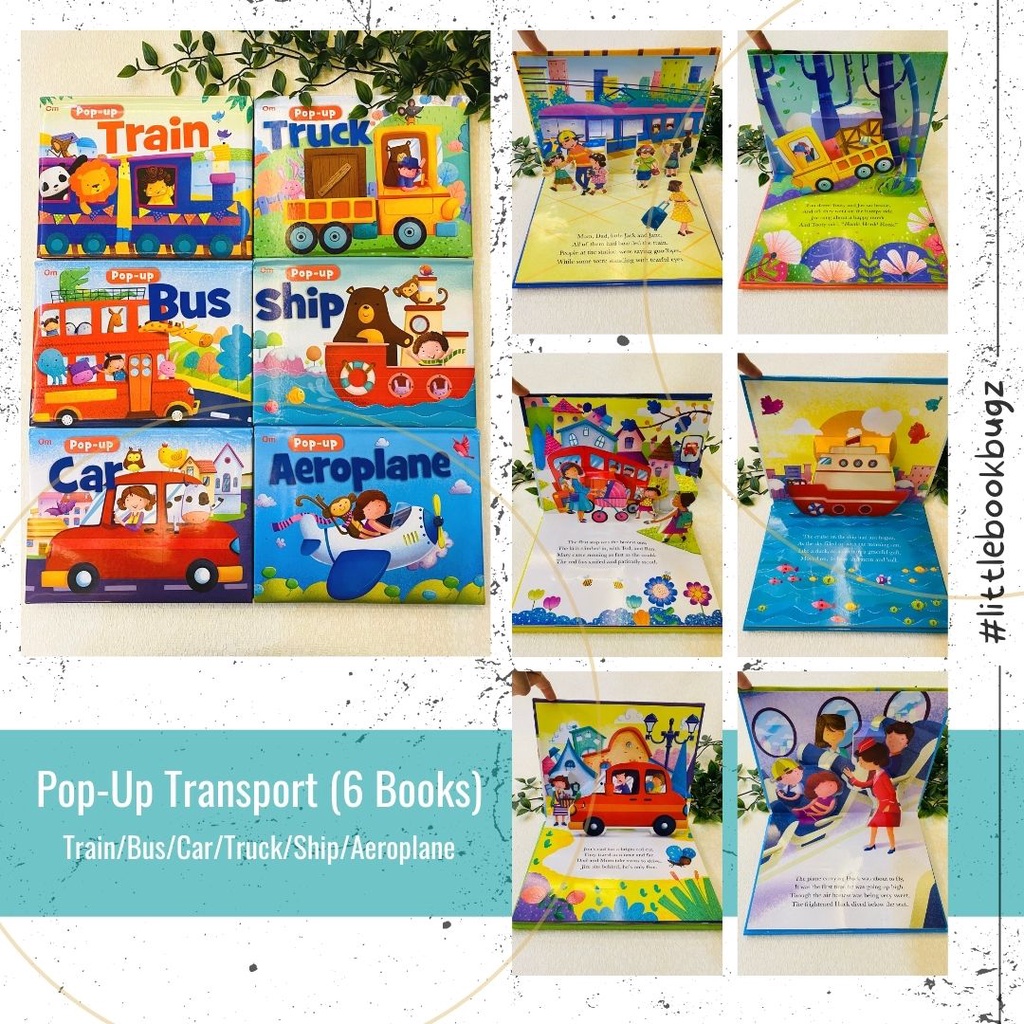 FULL SET Pop-Up Transport Book /Pop-Up Car/Pop-Up Train/ Pop-Up ...