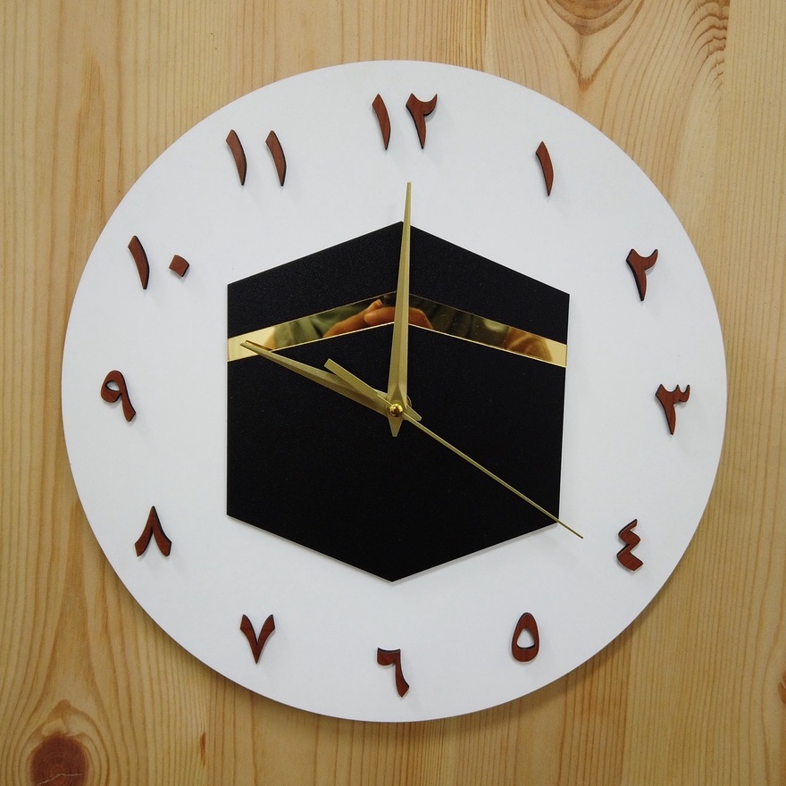 Jam Dinding Islamic Pattern Kaabah Kiswah Cop Mohor Wall Clock READY ...