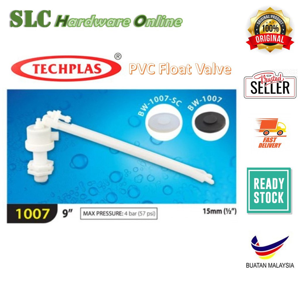 TECHPLAS / WIRAPLAS Toilet PVC Float Valve Side Inlet 9" Pelampung ...