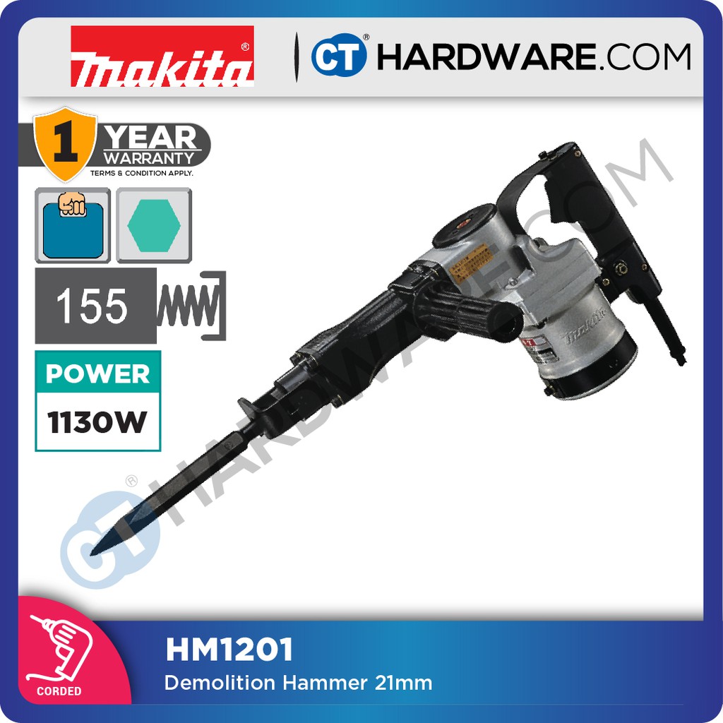 MAKITA HM1201 1130W 21mm Hex Shank Demolition Hammer | Shopee Malaysia