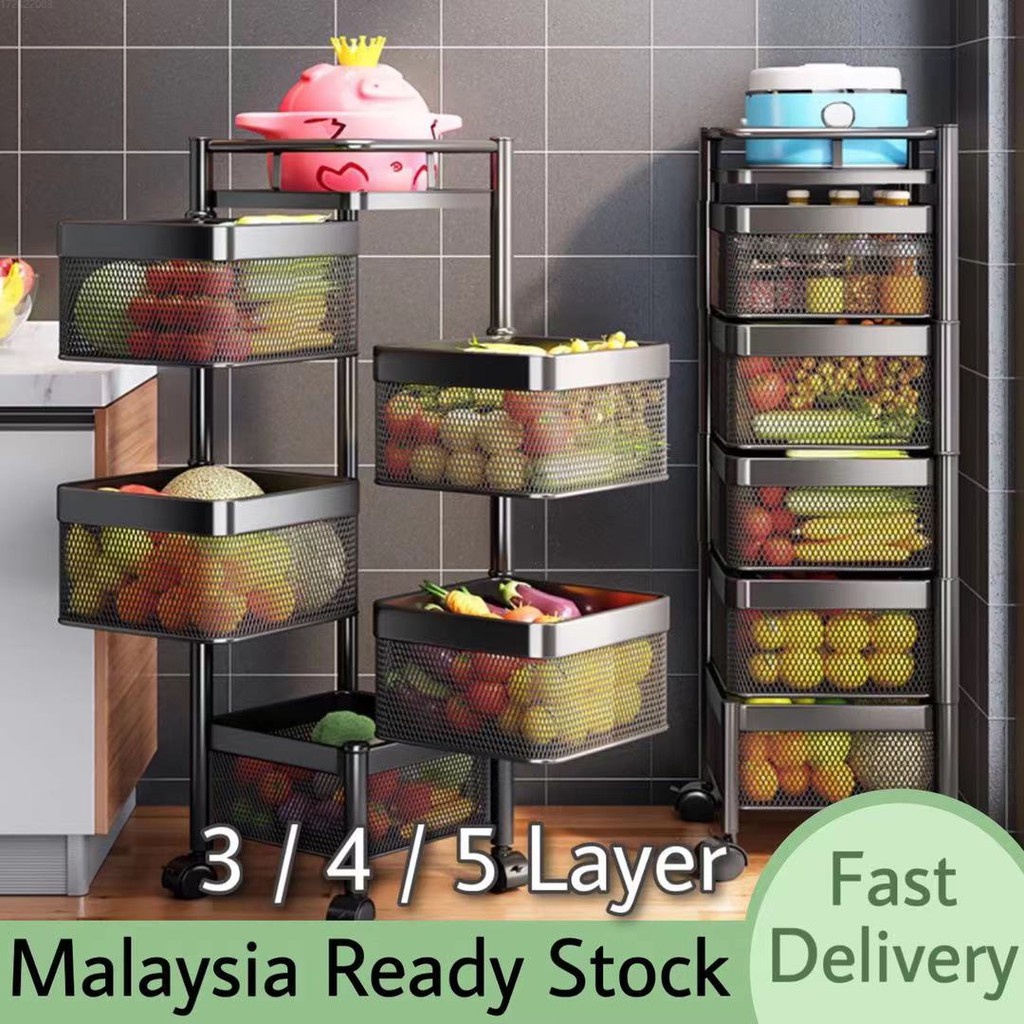 PSB_ Rotating Rack Rak Dapur Stainless Steel Storage Rak Kitchen ...