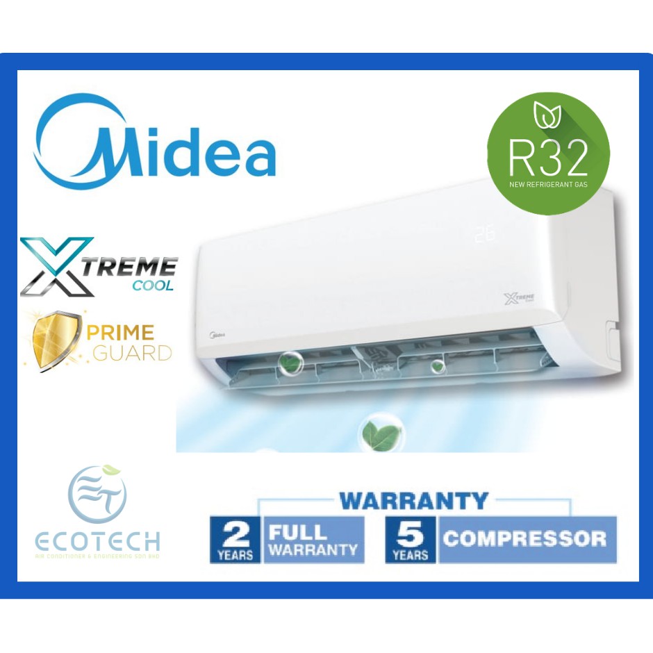 MIDEA NON INVERTER WALL 1HP 1.5HP 2HP 2.5HP AIRCOND R32 XTREME COOL (KLANG VALLEY) | Shopee Malaysia