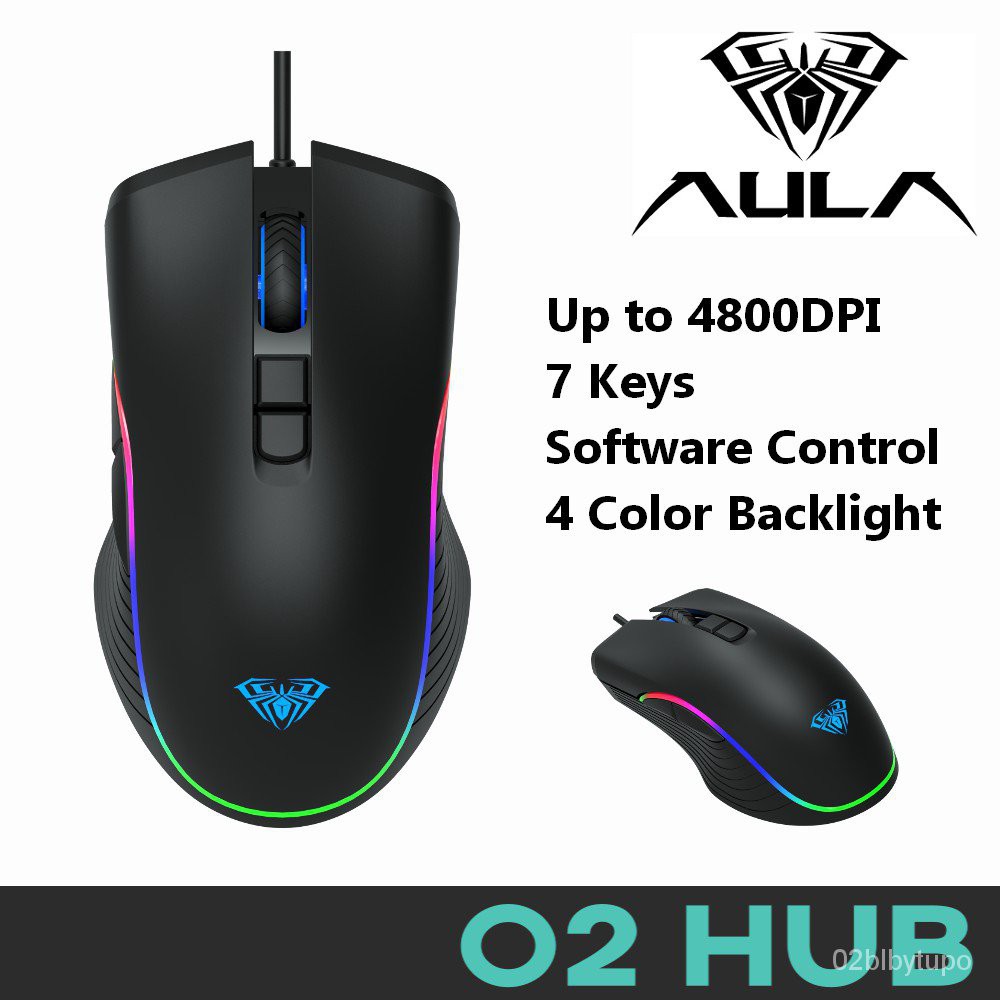 Aula f806 wired gaming mouse 7 keys up to 4800dpi software control color backlight pd4l | BeeCost