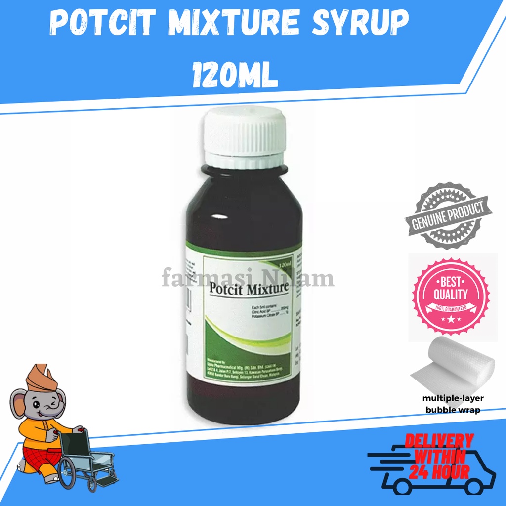 Potcit Mixture Syrup 120ml (relief of discomfort in mild urinary tract ...