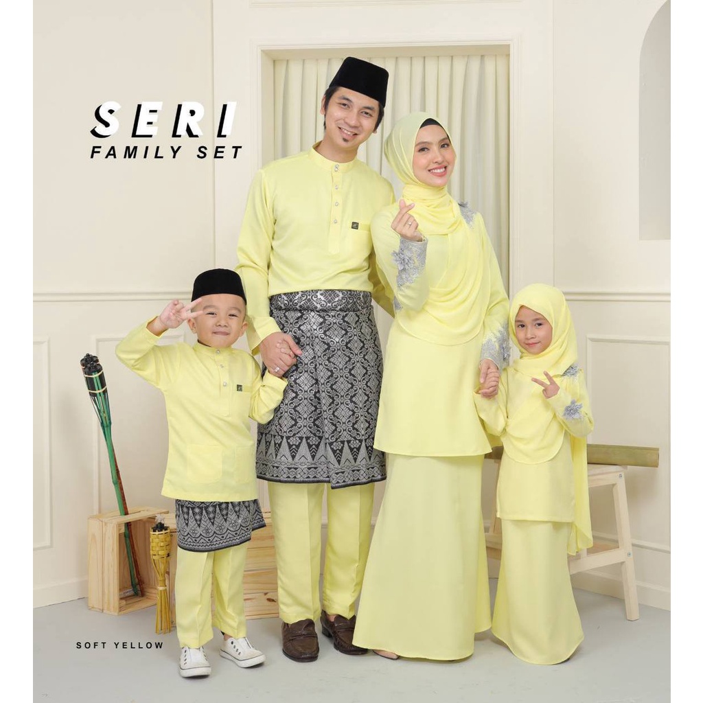 [SET RAYA FAMILY SOFT YELLOW ] SET SEDONDON FAMILY KURUNG MODEN SERI ...