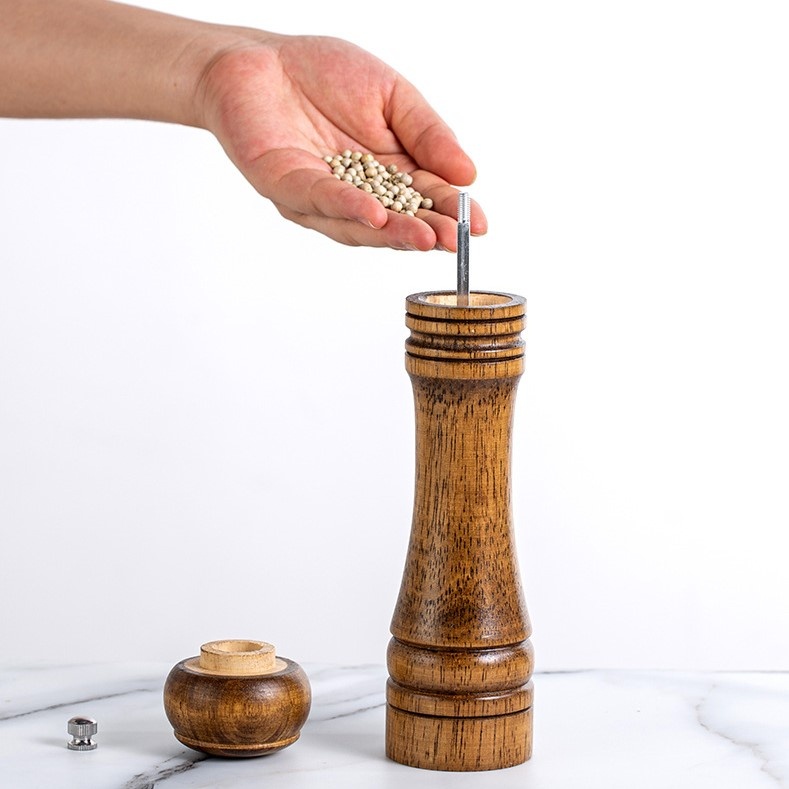 Salt Pepper Manual Grinder Black Paper Lada Hitam Wood Grinder ...