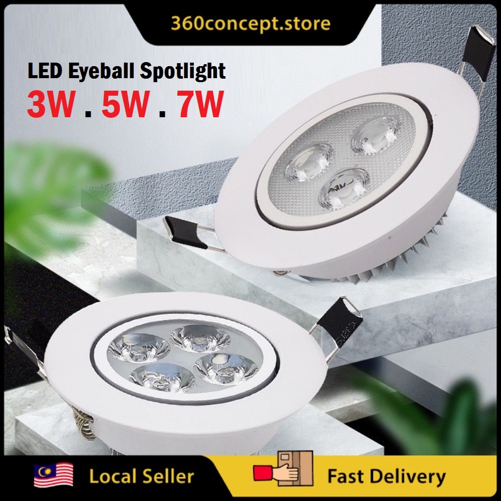 Super Bright 3W / 5W / 7W LED Recessed Eyeball Spotlight Round LED ...