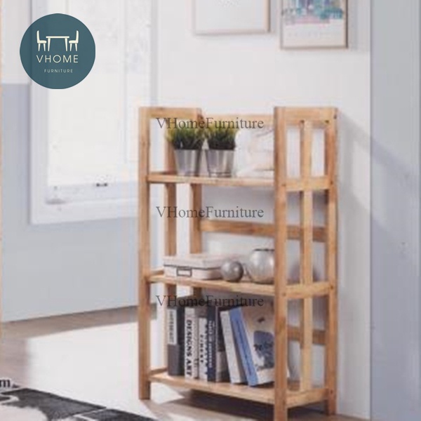 100% FULL SOLID WOOD 3 TIER MULTIPURPOSE SHELF SHELVES RACK / RAK KAYU ...