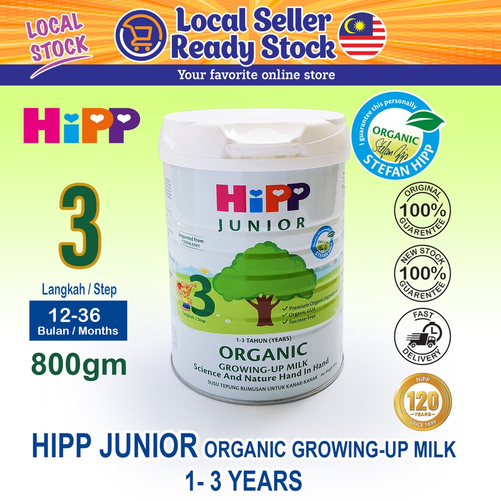 [HiPP] HIPP JUNIOR ORGANIC GROWING UP MILK STEP 3 [1 - 3 YEARS] 800G ...