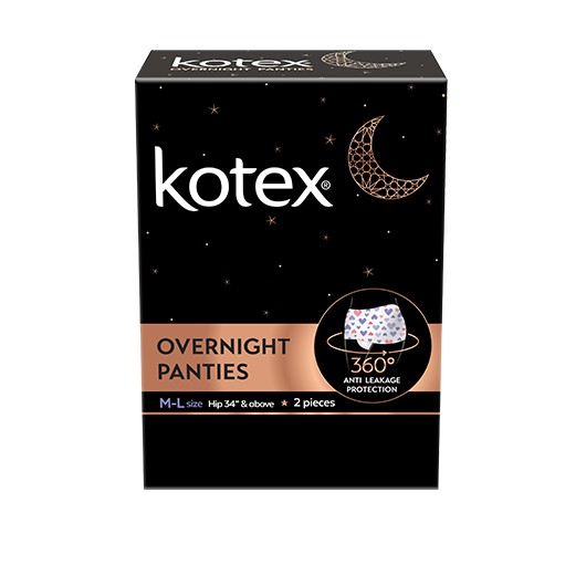 Kotex Overnight Pants Size M-L (Hip 34cm & Above, 360 Anti Leakage) 2 ...