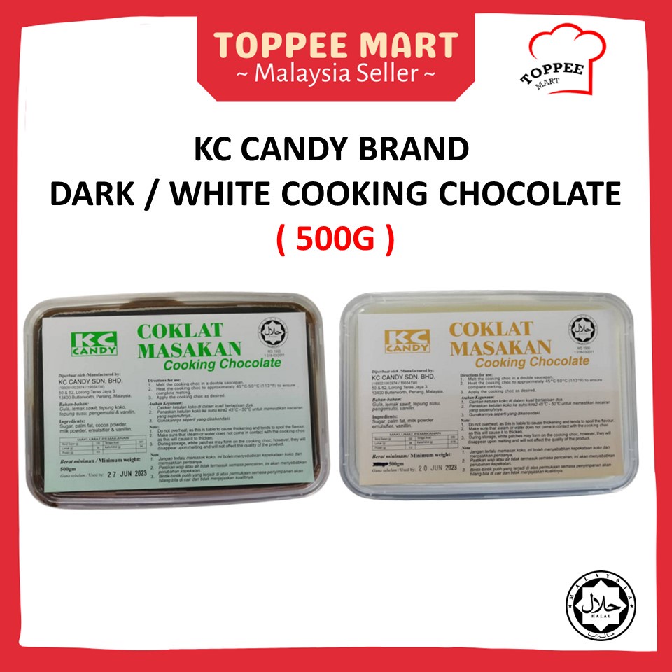 [HALAL] KC CANDY DARK / WHITE COOKING CHOCOLATE 500G COKLAT MASAKAN ...