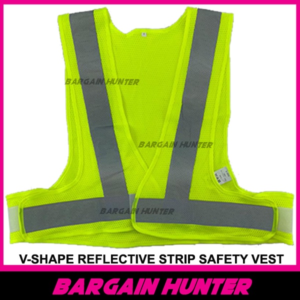 Safety Vest V-Shape Reflective Strip Yellow Fabric / High Visibility ...