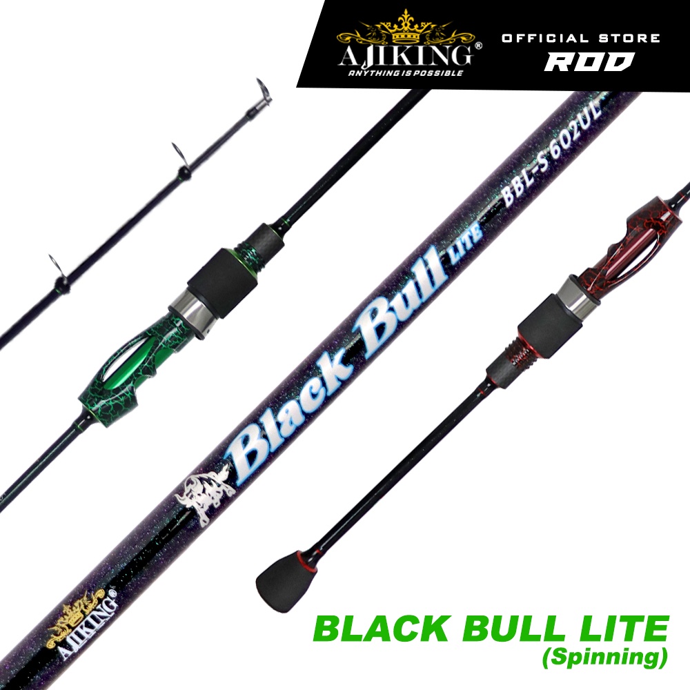 Ajiking Black Bull LITE (6'0ft-6'6ft) Spinning Fishing Rod Max Load 2 ...