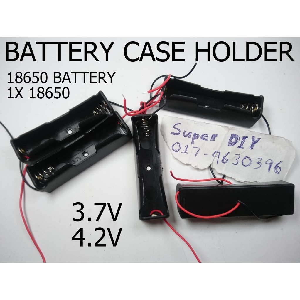 18650 Battery case spring holder with wire single cell one slot 18650 3 ...