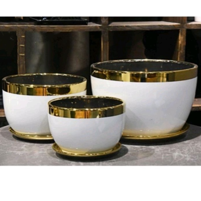 New Arrival 🇲🇾 Ceramic Gold Line White Vase 🌳 Pasu Seramik / Pasu Bunga ...