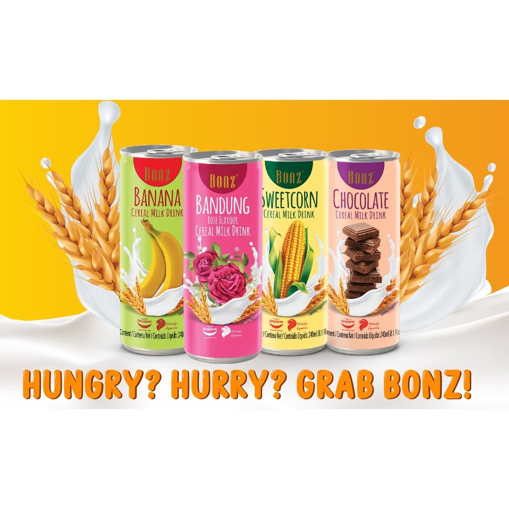 BONZ Cereal Milk Drink RTD - Chocolate/ Sweetcorn/ Banana/ Rose Bandung ...