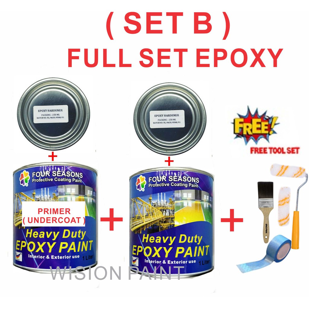 FULL SET ( 4S SET B ) Epoxy Floor Coating FOUR SEASONS ( FREE Tool Set ...
