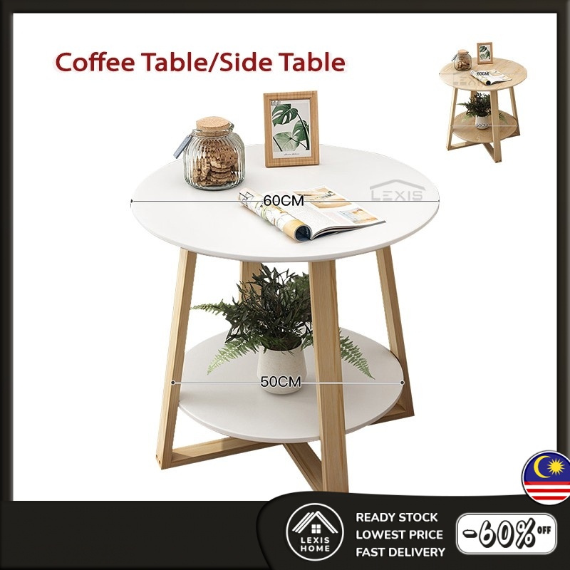 LEXIS D60CM 2 Layers Coffee Table Side Table Round Table Modern Style ...