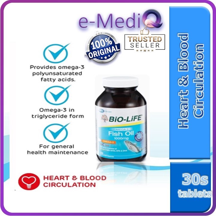 BIO-LIFE Omega-3 Fish Oil 1000mg [Biolife Heart & Blood Circulation ...