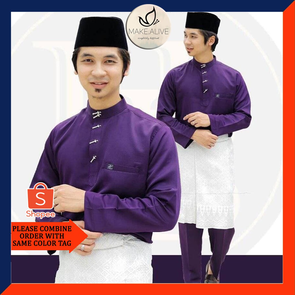 BAJU RAYA [PURPLE] Baju Melayu Al Habib S M L XL 2XL 3XL 4XL 5XL [Dark ...