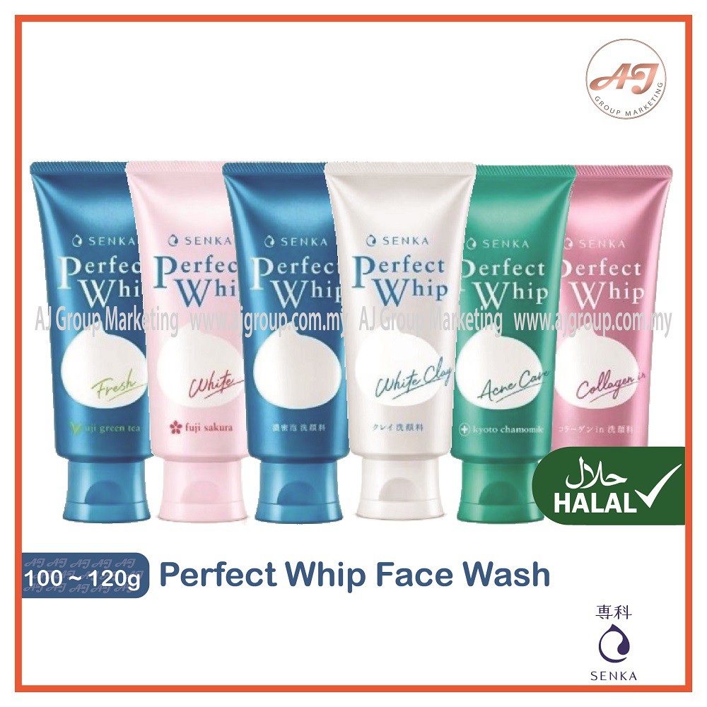 Senka Perfect Whip Face Wash (100g / 120g) [Anti Shine / Vibrant White ...