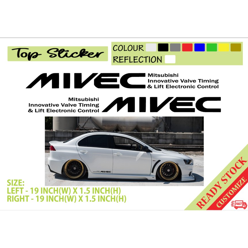 2 PCS LEFT&RIGHT MIVEC MITSUBISHI SIDE DOOR STICKER KERETA MYVI AXIA ...