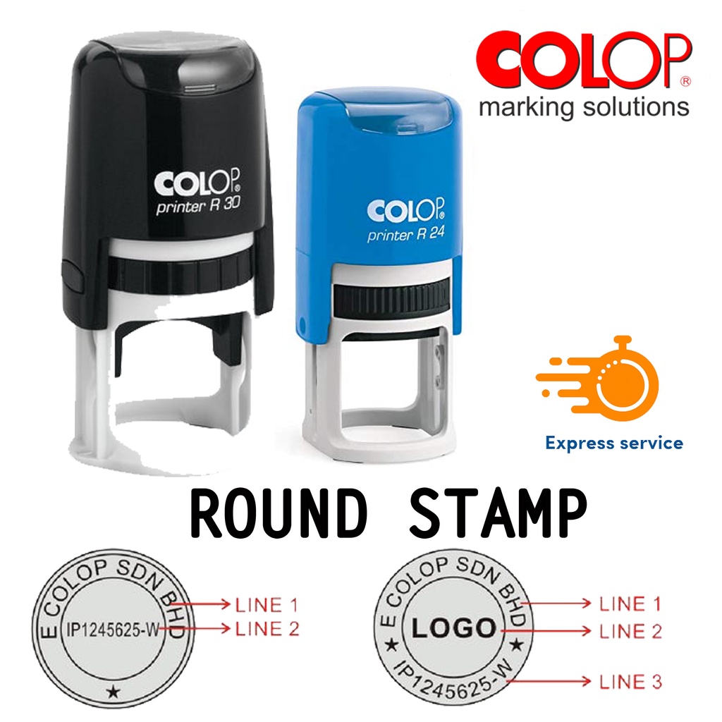 Cop Bulat / Round Rubber Stamp / Colop R30 / Colop R24 / Cop Syarikat | Shopee Malaysia