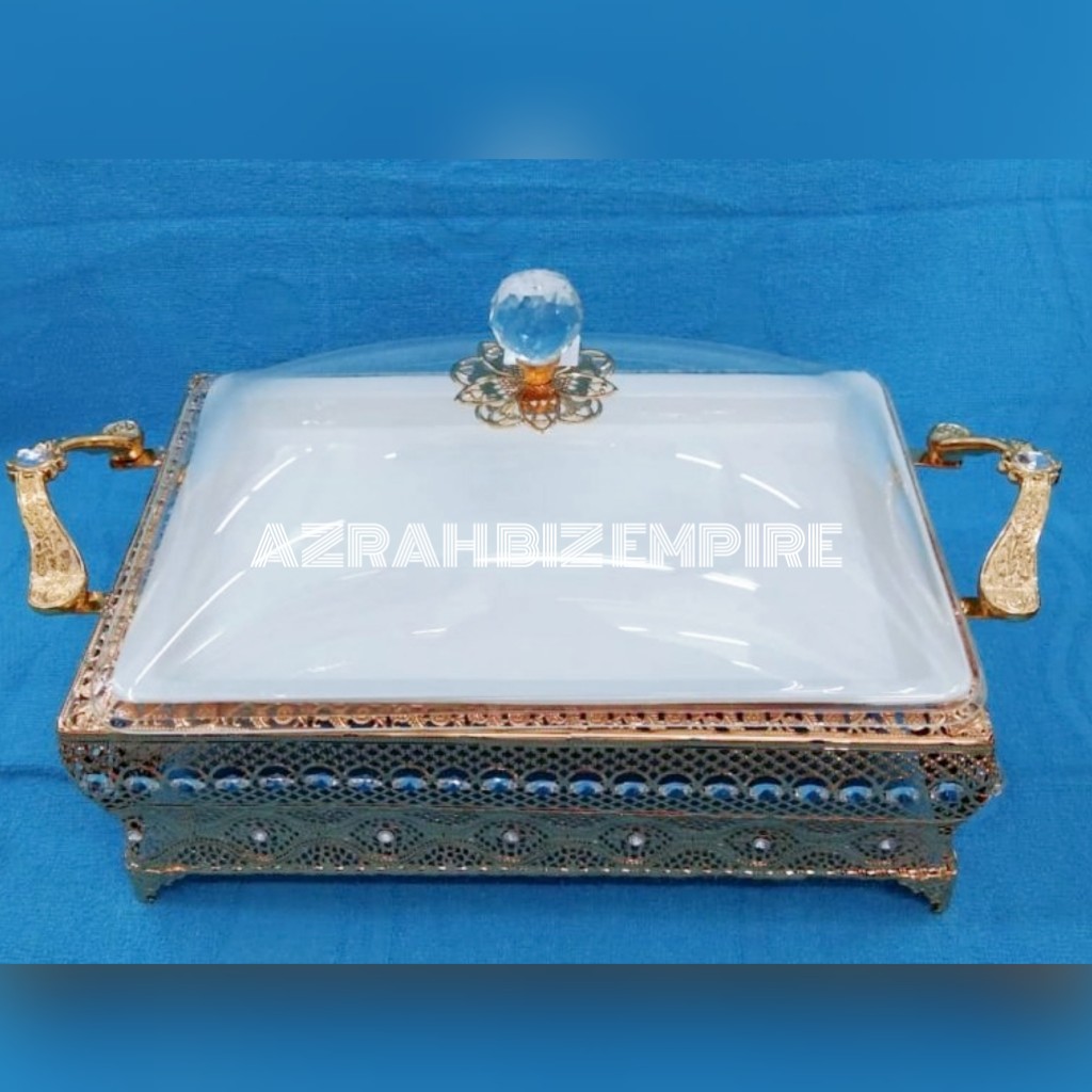 EXCLUSIVE! RECTANGLE GOLD PORCELAIN CANDY DISH WITH GOLD RACK DERAJA ...