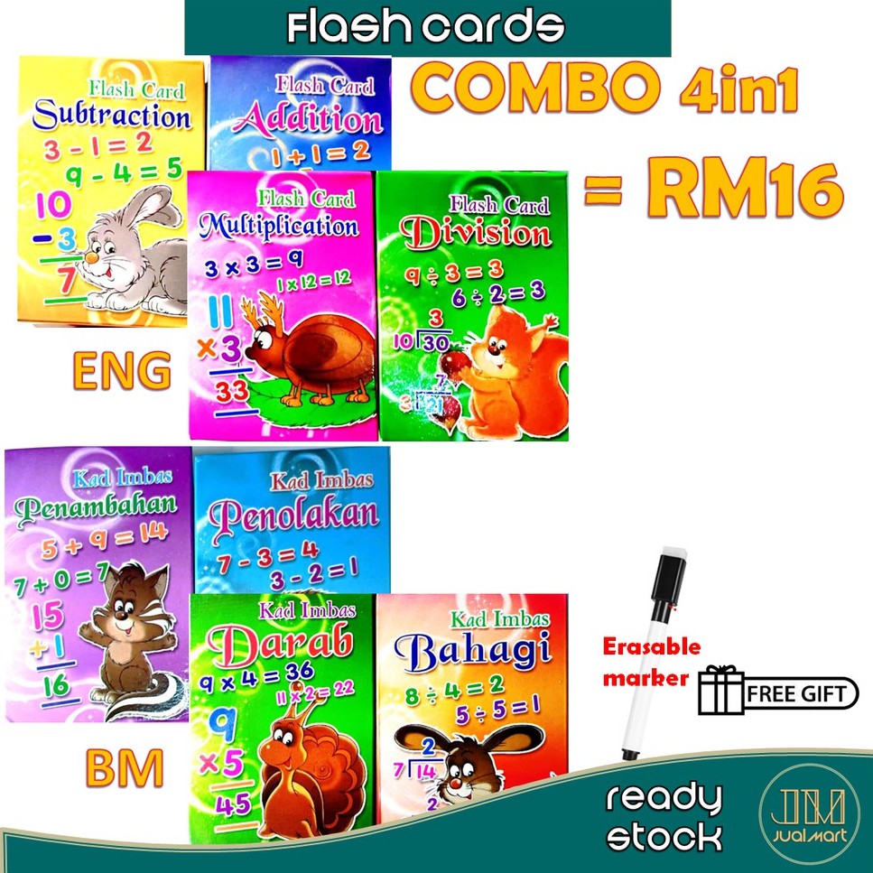 Flash card count mathematics kids kad imbas bijak kira buku aktiviti ...