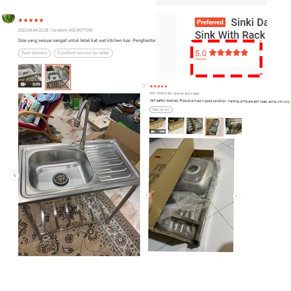 Sinki Dapur Kitchen Sink With Stand Singki Dapur Wash Basin Sinki ...