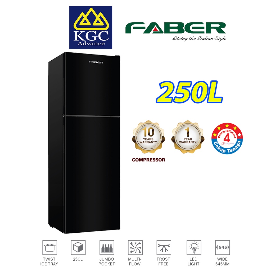 FABER (250L) 2 Door Fridge LUSSO 252BK Refrigerator | Shopee Malaysia