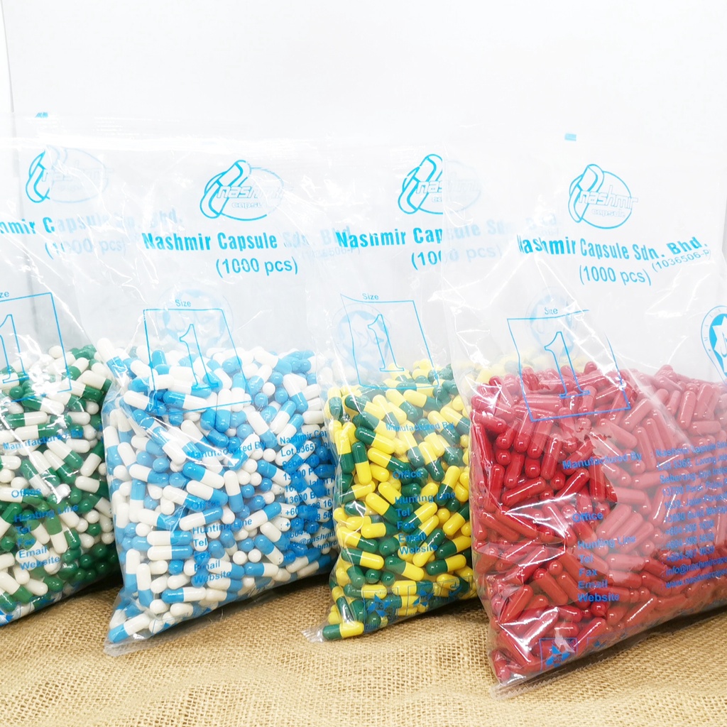 Kapsul Kosong Warna 空胶囊 Empty Color Capsule Size 1 (1000pcs) Green ...