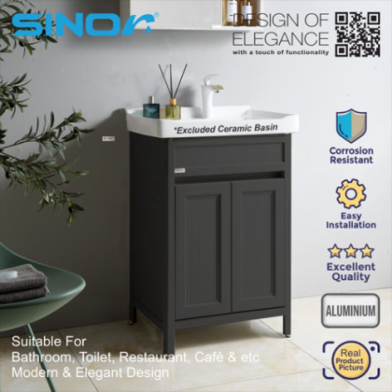 SINOR SBV-F6048-MB ALUMINIUM BATHROOM BASIN VANITIES FREE STANDING ...