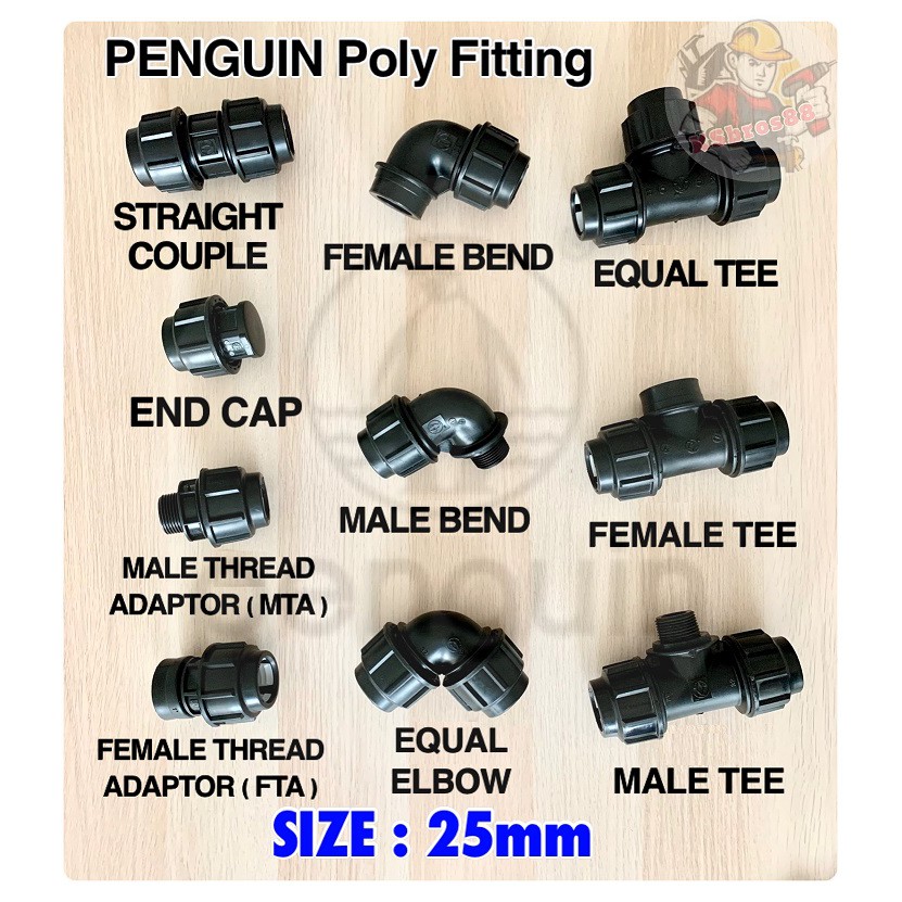 PENGUIN HDPE POLY FITTING WITH SIRIM & PBA APPROVED [25MM] | Shopee ...