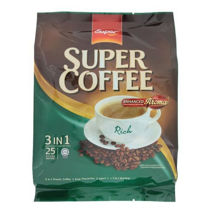 Super Coffee 3 In 1 Rich Premix Coffee (25 Sticks x 20g) 500g | Shopee ...