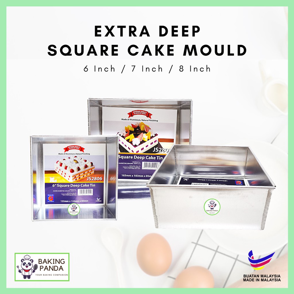 Aluminium Extra Deep Square Cake Mould Tin (6/7/8 Inch) / Loyang Segi ...