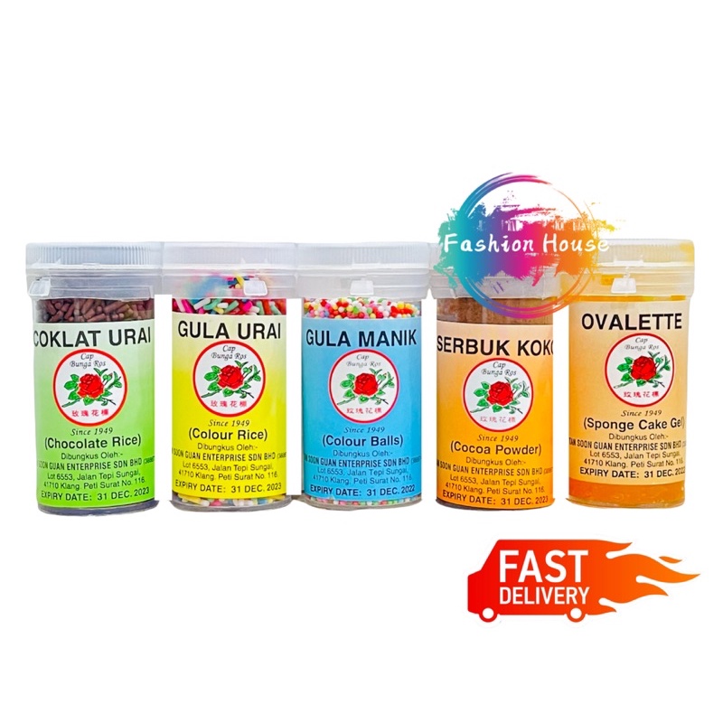 Cap Bunga Ros Coklat Urai/Gula Urai/Gula Manik/Serbuk Koko/Ovalette ...