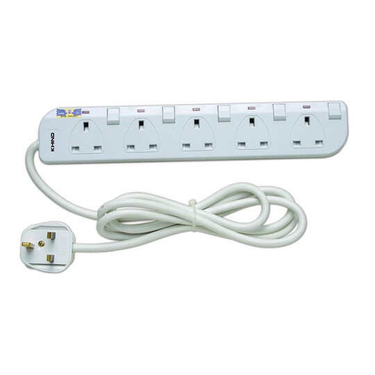 Khind Trailing Socket 5 Gang 13a Trailling Socket With 2 Meters Wire In Polybag Ln8135w