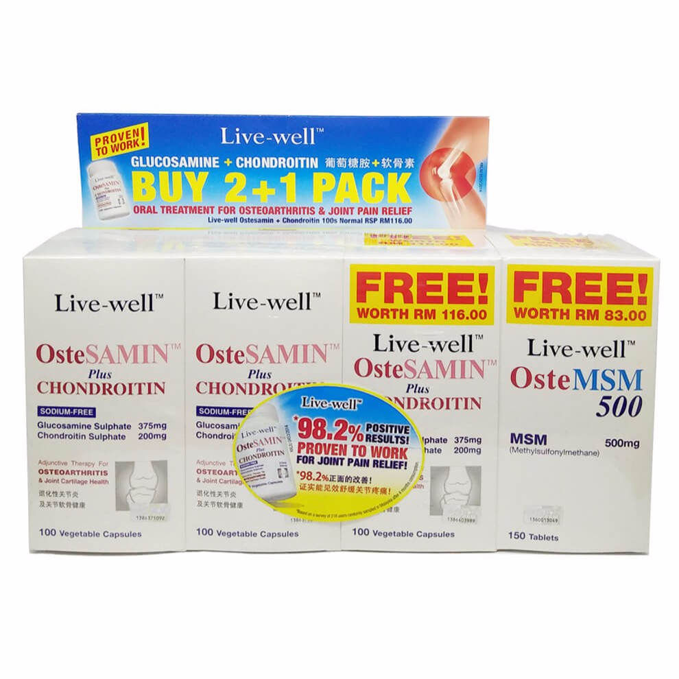 Live-Well OsteSAMIN Plus Chondroitin for Bone and Joint Care (100s x 3 ...