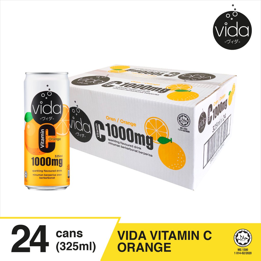 Vida Vitamin C - Orange Flavour (325ml x 24 Cans/1 Carton) | Shopee ...